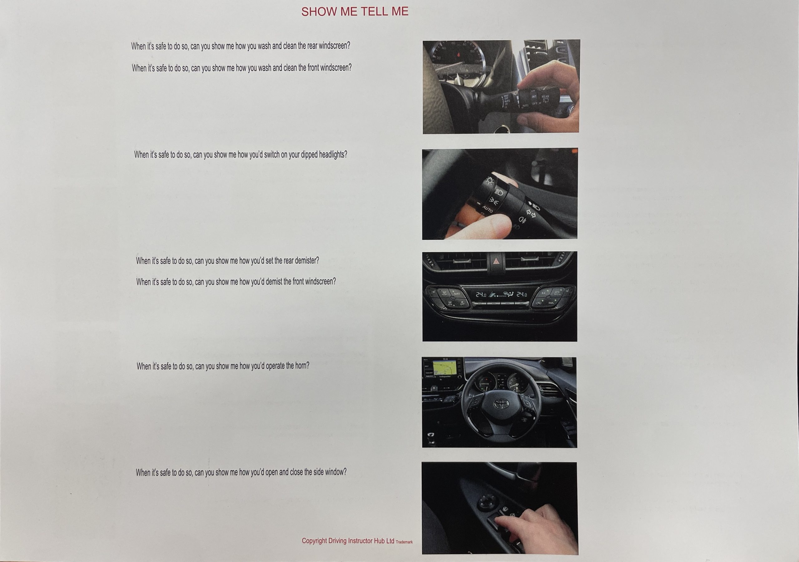 Show Me Tell Me Questions Sheet A5 Driving Instructor Hub Show Me Tell Me Questions Sheet A5 Driving Instructor Hub
